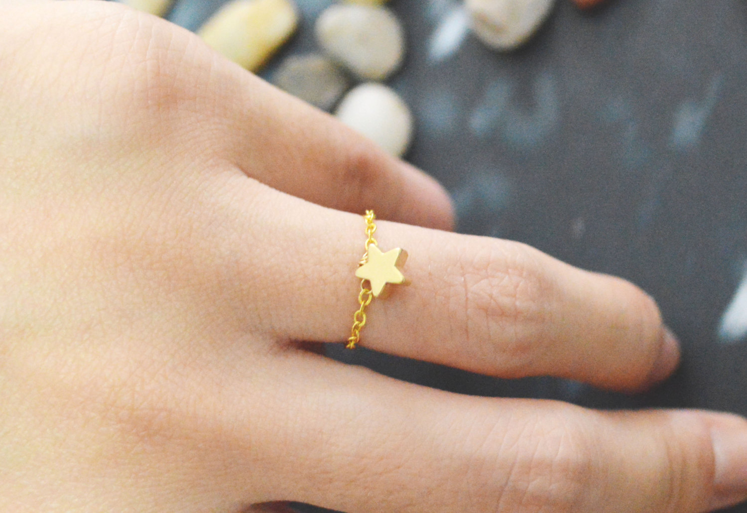 Chain Ring, Star Ring, Simple Ring, Modern Ring,pendant Ring, Gold ...